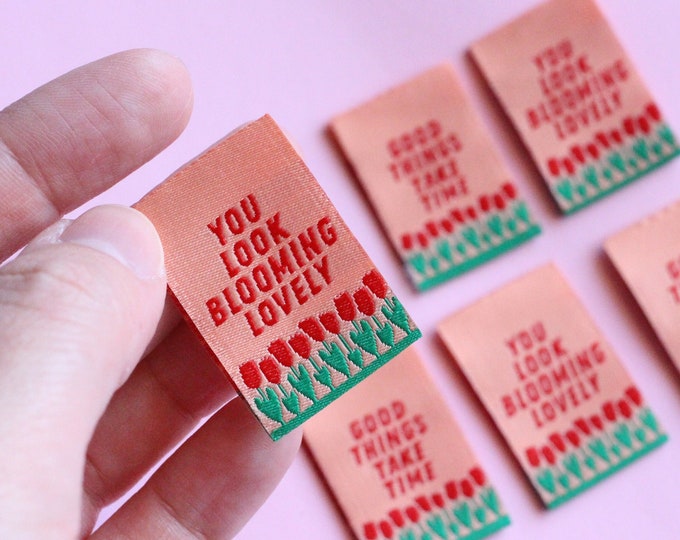 Sewing Labels for Handmade Pack of 6 Pink Floral Woven Labels better ...