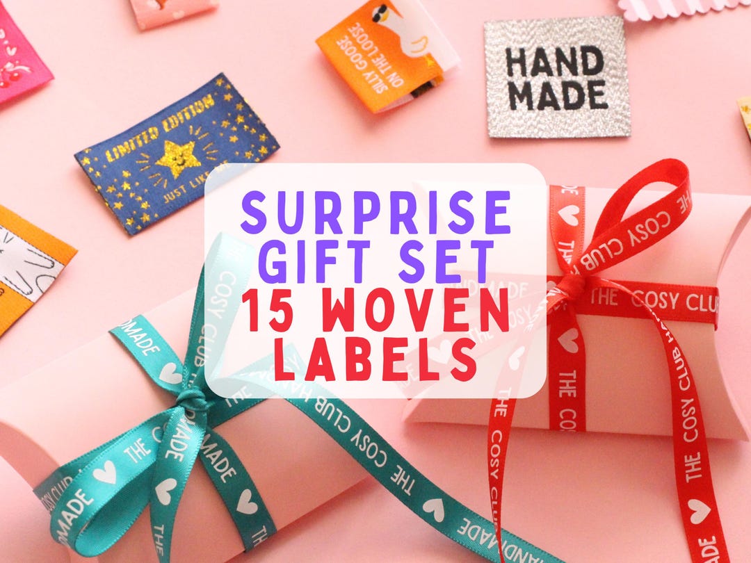 SURPRISE Gift Set | 15 Mixed Woven Labels Gift Box, Secret Santa ...