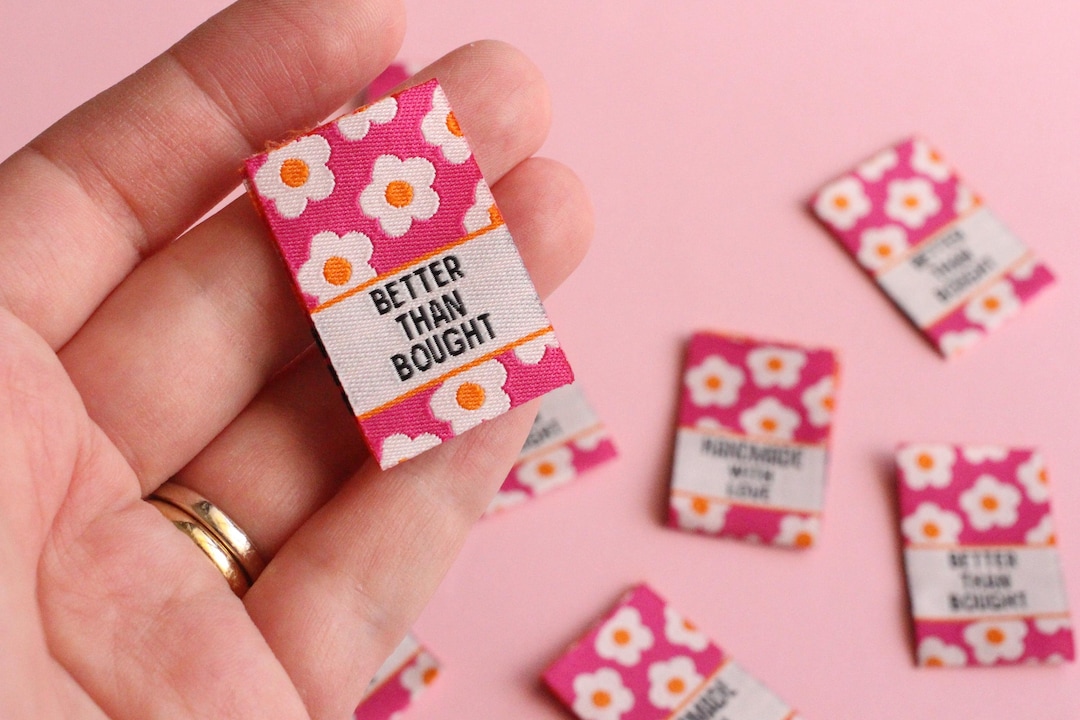 Sewing Labels for Handmade Pack of 6 Pink Floral Woven Labels better ...