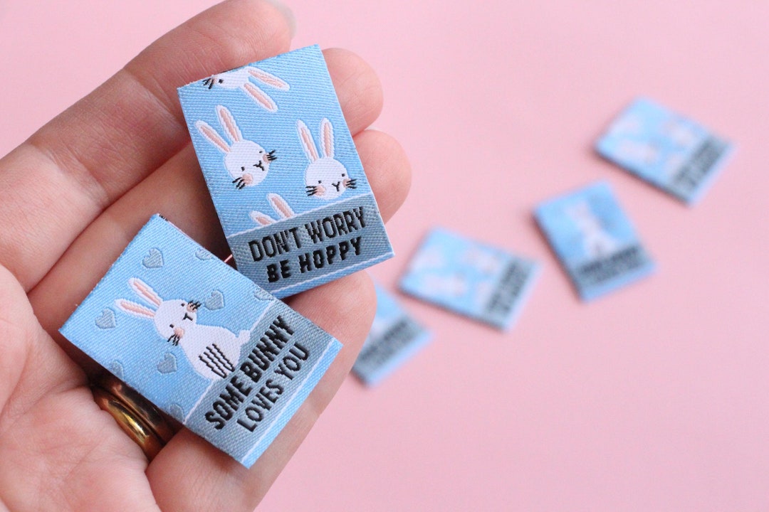 Woven Labels for Handmade Clothes | Pack of 6 Cute BUNNY RABBIT Fabric ...