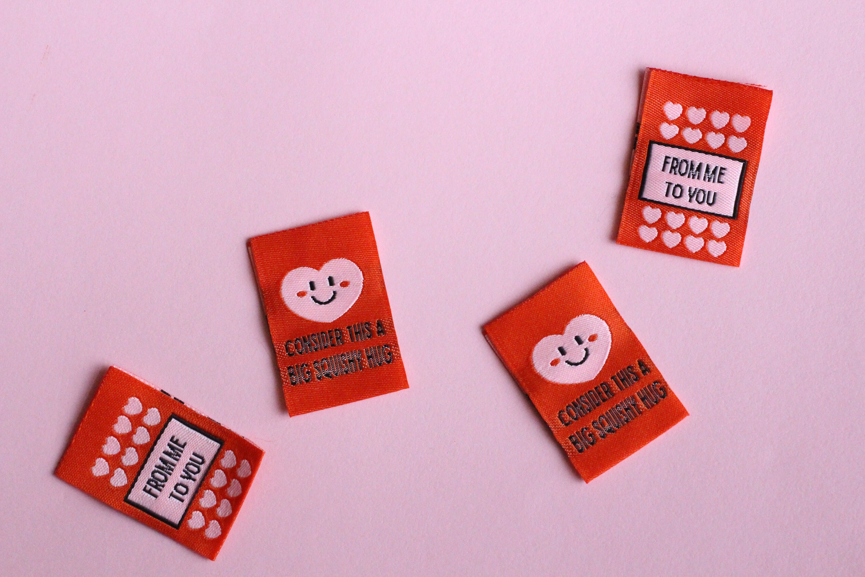 DOUBLE SIDED Pack of 8 Cute and Bright Red Woven Sewing Labels consider ...