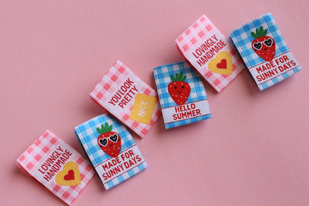 SUMMER PICNIC | Pack of 6 Gingham Woven Sewing Labels for Handmade ...