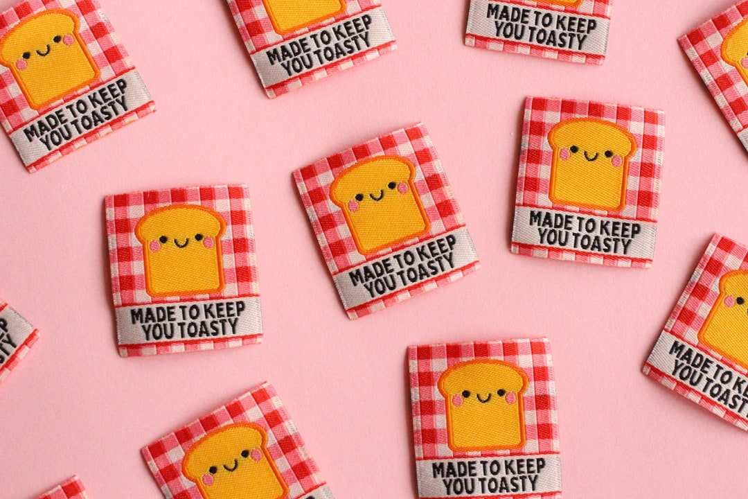 Pack of 5 Woven Fabric Labels RED GINGHAM TOAST "made to Keep You ...
