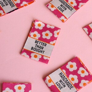 Sewing Labels for Handmade Pack of 6 Pink Floral Woven Labels better ...