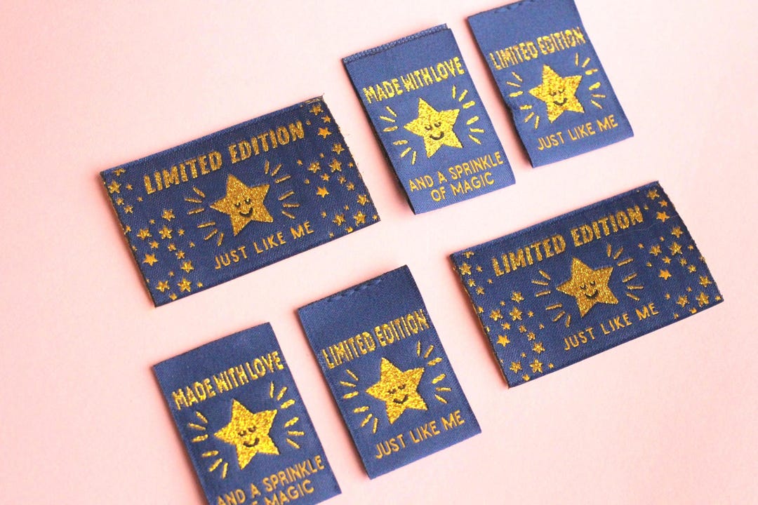 STARRY NIGHT | Woven Labels: Gold Star Sewing Tags - Pack of 6 "limited ...