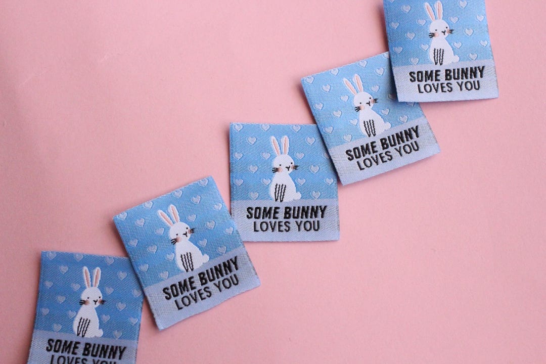 Bunny Woven Sewing Labels – Pack of 5 Baby Blue “some Bunny Loves You ...