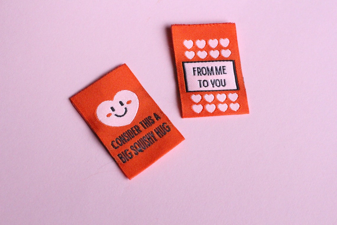 DOUBLE SIDED Pack of 8 Cute and Bright Red Woven Sewing Labels consider ...