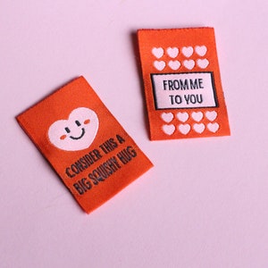 DOUBLE SIDED Pack of 8 Cute and Bright Red Woven Sewing Labels consider ...