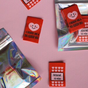 DOUBLE SIDED Pack of 8 Cute and Bright Red Woven Sewing Labels consider ...