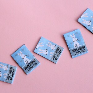 Woven Labels for Handmade Clothes | Pack of 6 Cute BUNNY RABBIT Fabric ...