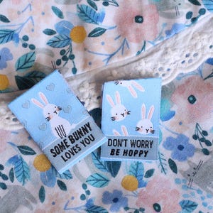 Woven Labels for Handmade Clothes | Pack of 6 Cute BUNNY RABBIT Fabric ...