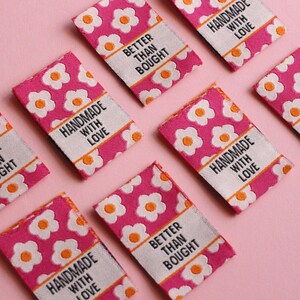 Sewing Labels for Handmade Pack of 6 Pink Floral Woven Labels better ...