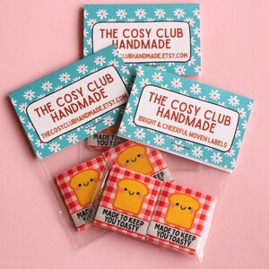 Pack of 5 Woven Fabric Labels RED GINGHAM TOAST "made to Keep You ...