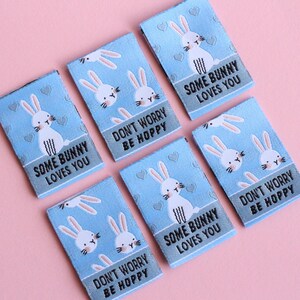 Woven Labels for Handmade Clothes | Pack of 6 Cute BUNNY RABBIT Fabric ...