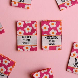 Sewing Labels for Handmade Pack of 6 Pink Floral Woven Labels better ...