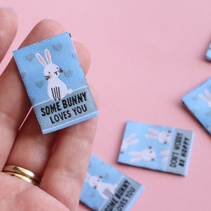 Woven Labels for Handmade Clothes | Pack of 6 Cute BUNNY RABBIT Fabric ...