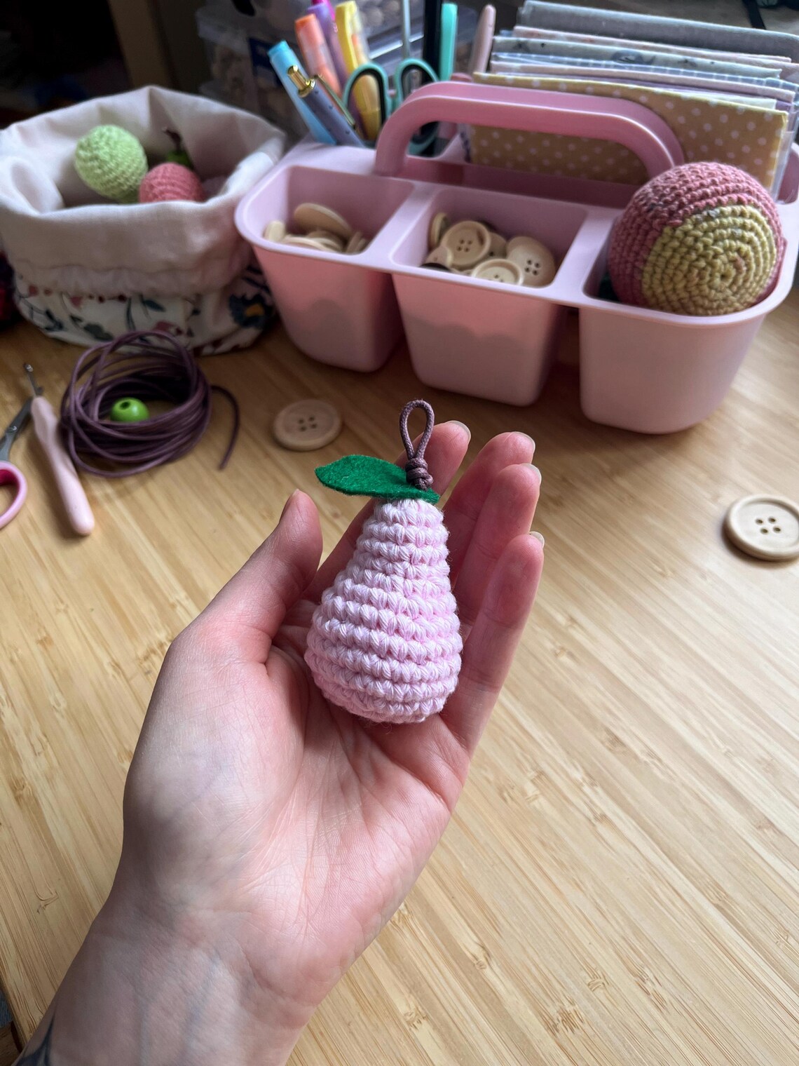 Mini Pear Crochet Keychain Pattern EN/US/PL - Etsy