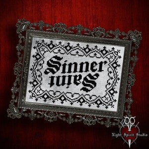 Ornate Sinner or Saint - Gothic Cross Stitch Pattern - Devil Cross ...