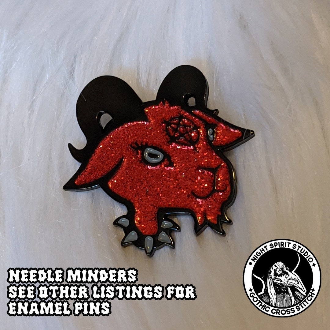 Y2K Baphomet - Pink Glitter NEEDLE MINDER - Gothic Needle Minder ...