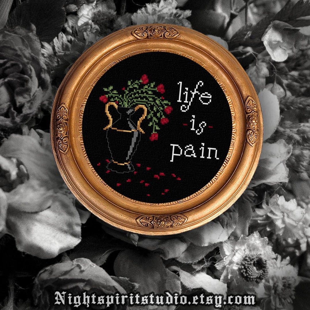 Life is Pain - Victorian Vase With Roses - Victorian Gothic Cross ...
