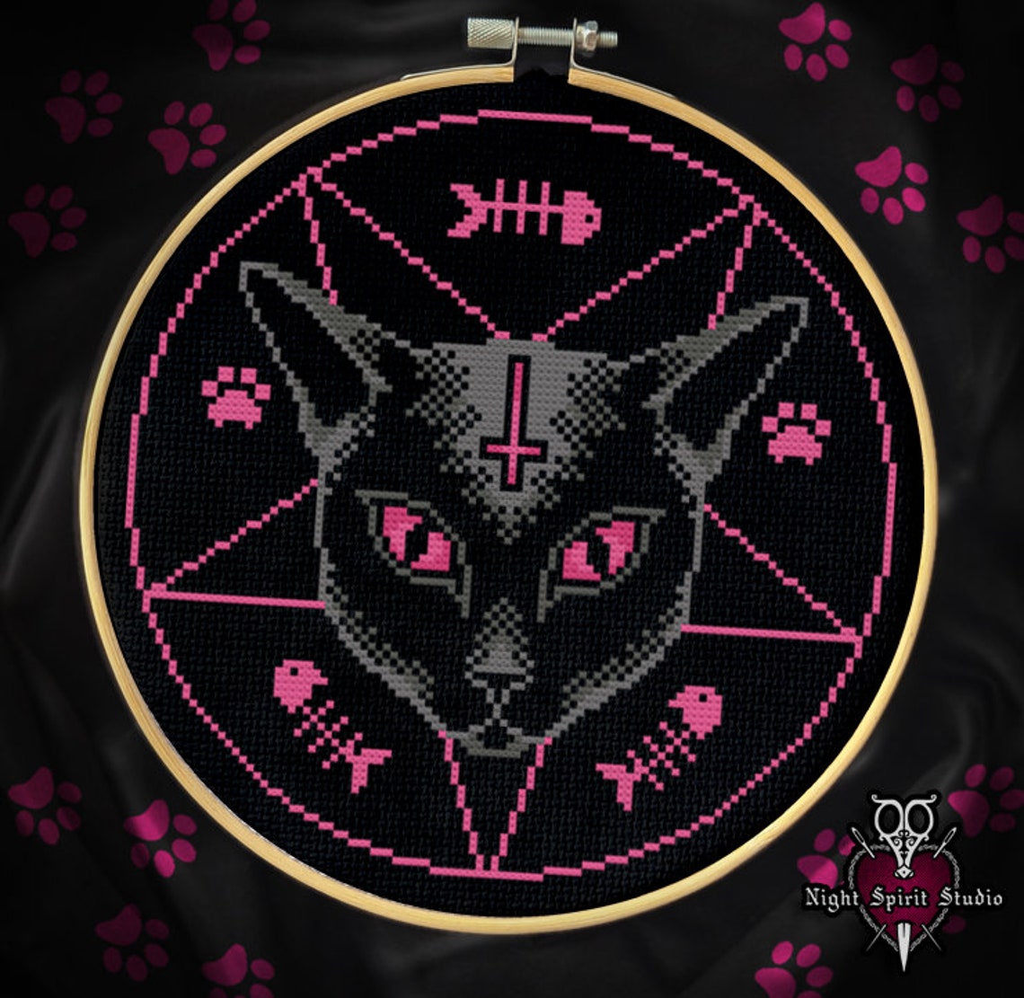 Ghost Cat Baphomet Gothic Cross Stitch Pattern Satanic Cat - Etsy