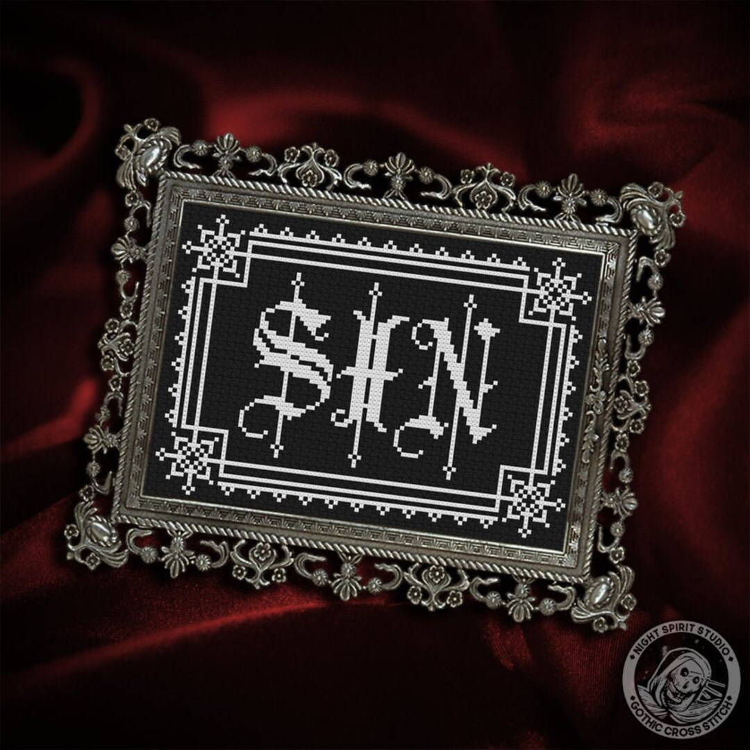 Gothic 'SIN' Cross Stitch Pattern — Victorian Art Nouveau (PDF) - Etsy