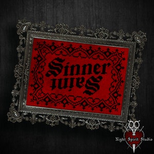 Ornate Sinner or Saint - Gothic Cross Stitch Pattern - Devil Cross ...