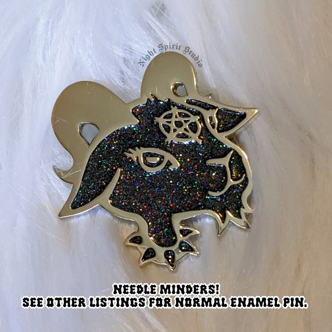 Y2K Baphomet Black Glitter NEEDLE MINDER Gothic Needle - Etsy