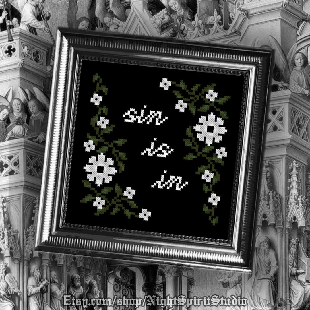 Sin is in Gothic Floral Cross Stitch Pattern 5 X 5 - Etsy