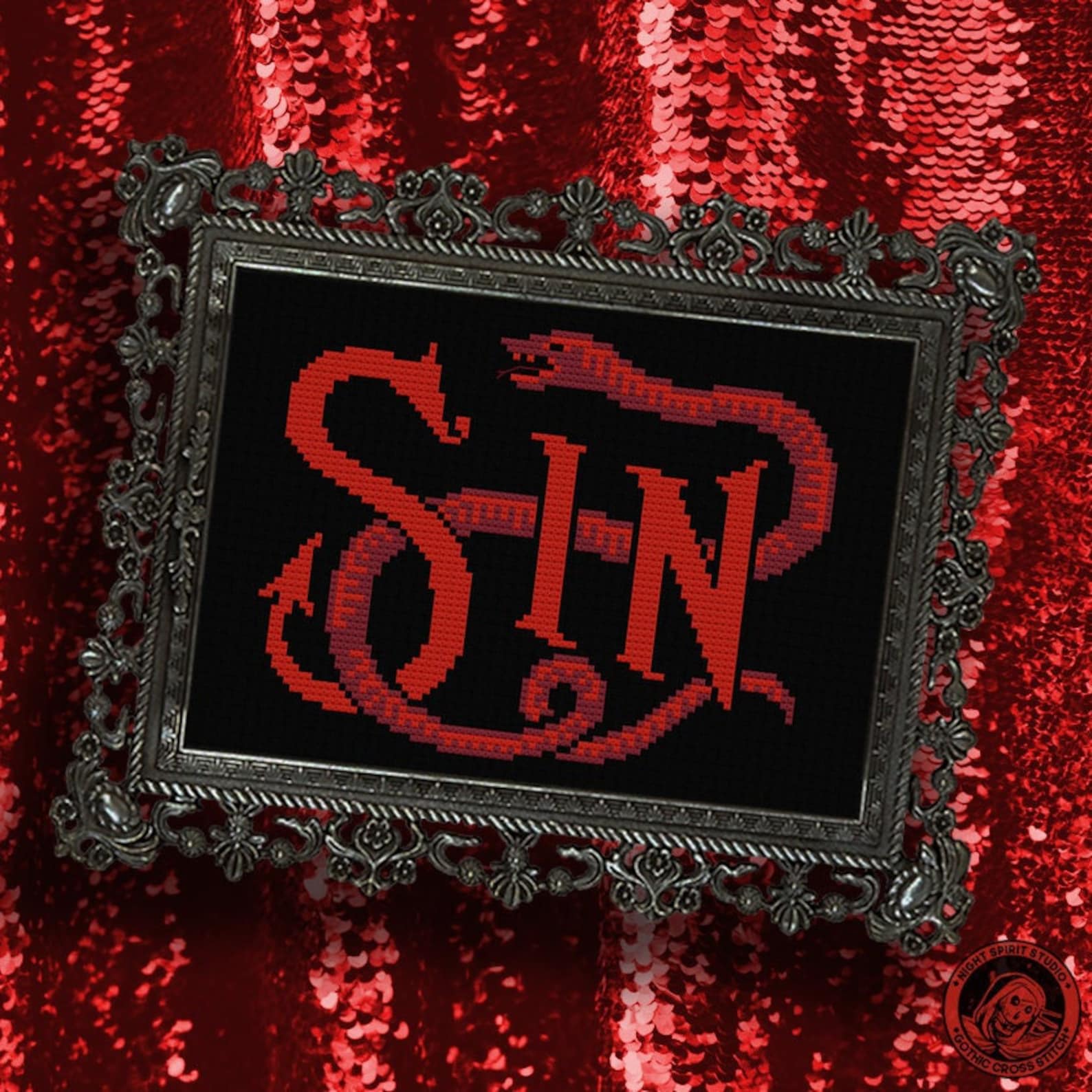 Serpent Embracing Sin Gothic Cross Stitch Pattern Art - Etsy