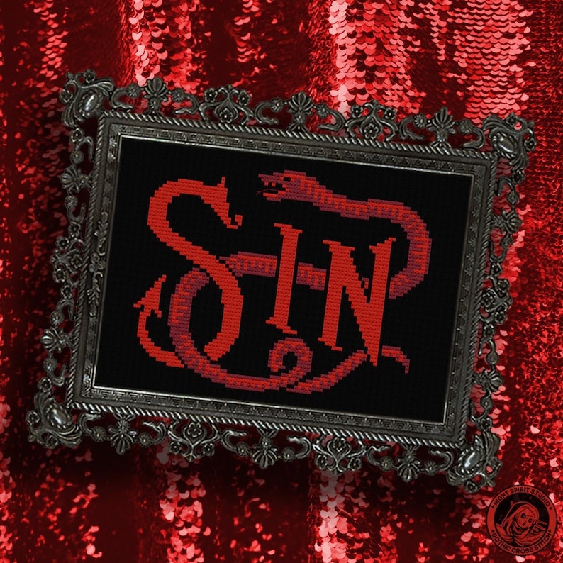 Serpent Embracing Sin Gothic Cross Stitch Pattern Art - Etsy
