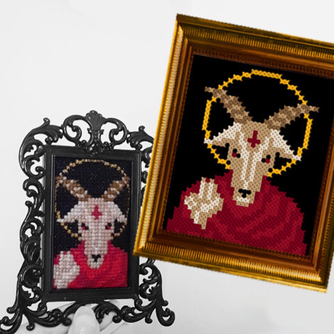Saintly Goat Satanic Gothic Cross Stitch Pattern Mini Cross - Etsy