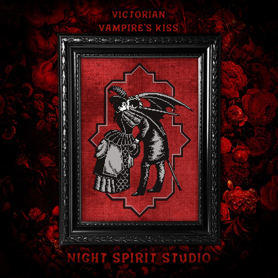 Victorian Vampire's Kiss Gothic Cross Stitch Pattern (PDF) - Etsy