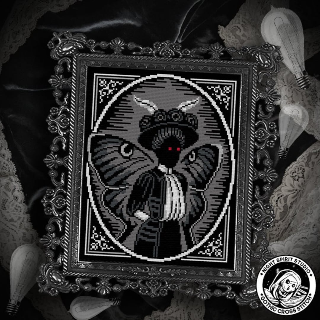 Gothic Cryptid Cross Stitch Pattern — Meg the Moth Woman (PDF) - Etsy