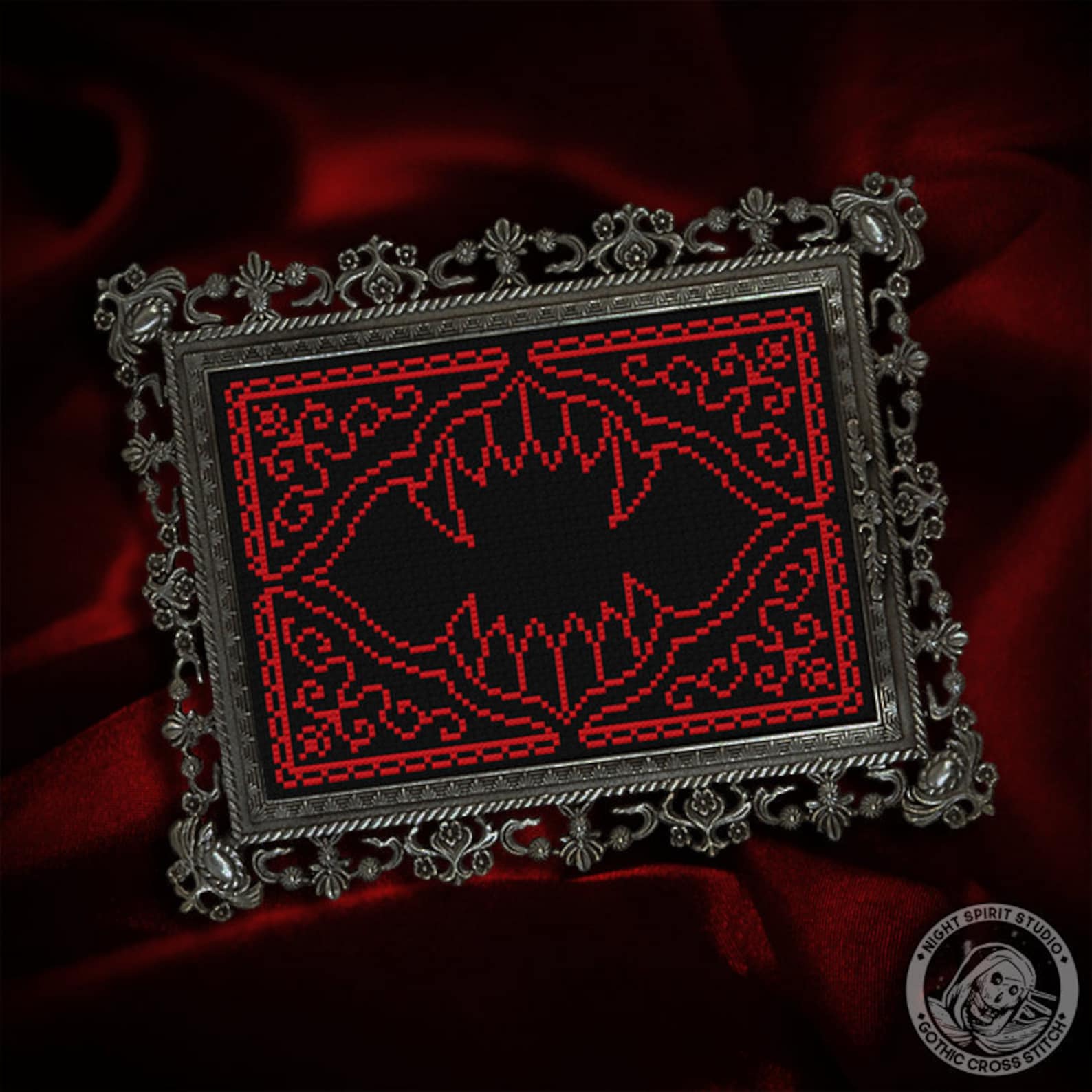 Fangs in Filigree Gothic Cross Stitch Pattern Halloween - Etsy