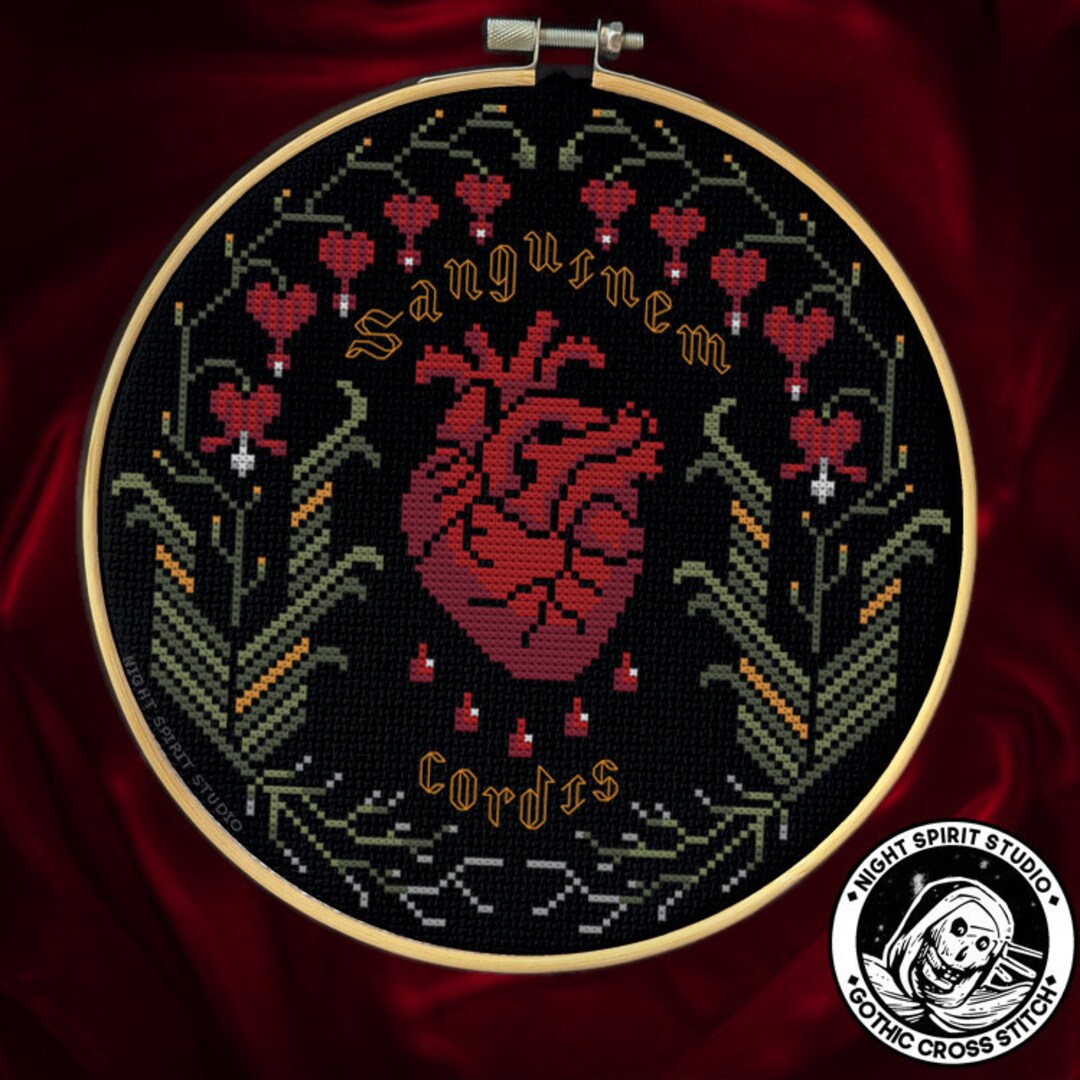 Gothic Bleeding Heart Cross Stitch Pattern | Anatomical (PDF) - Etsy