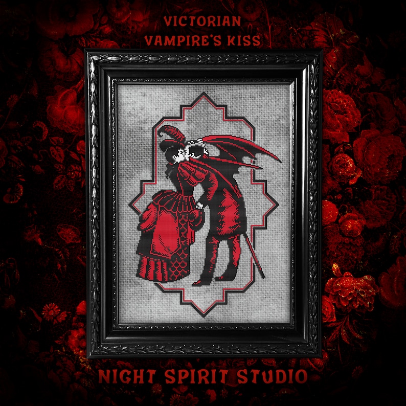 Victorian Vampire's Kiss 2 Versions Gothic Cross - Etsy