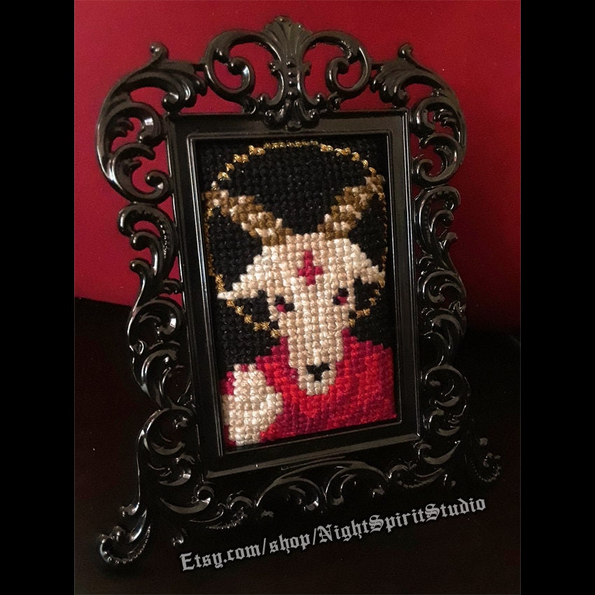 Saintly Goat Satanic Gothic Cross Stitch Pattern Mini Cross - Etsy
