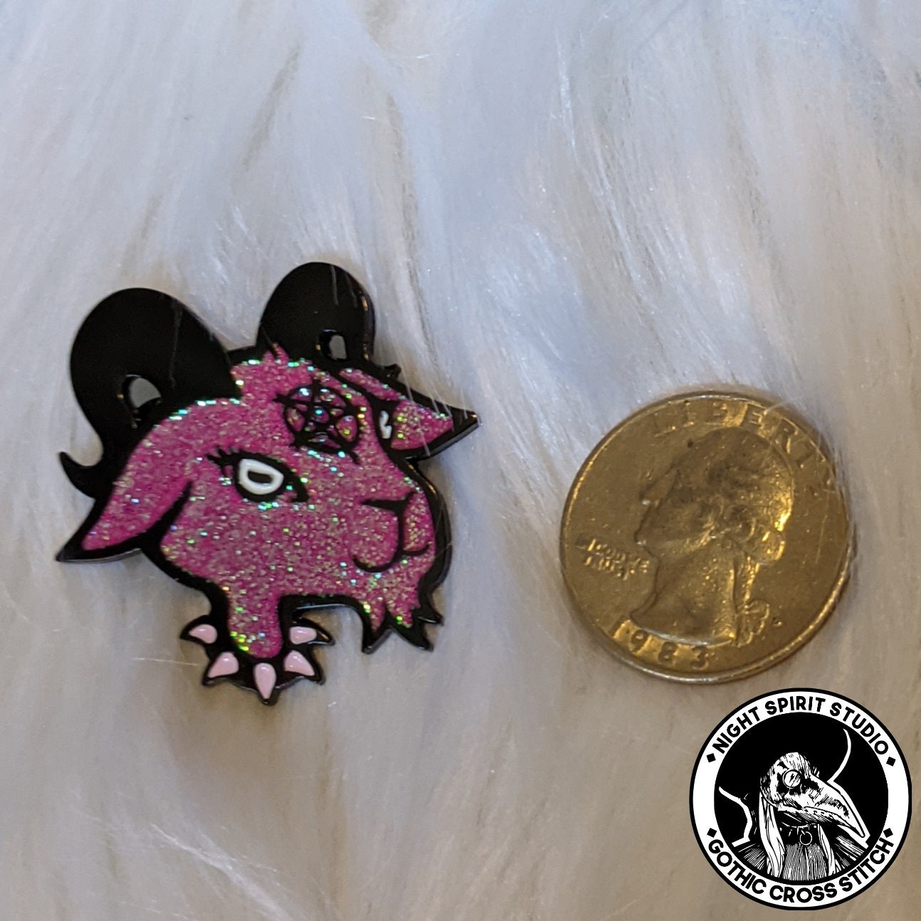 Y2K Baphomet Pink Glitter NEEDLE MINDER Gothic Needle - Etsy