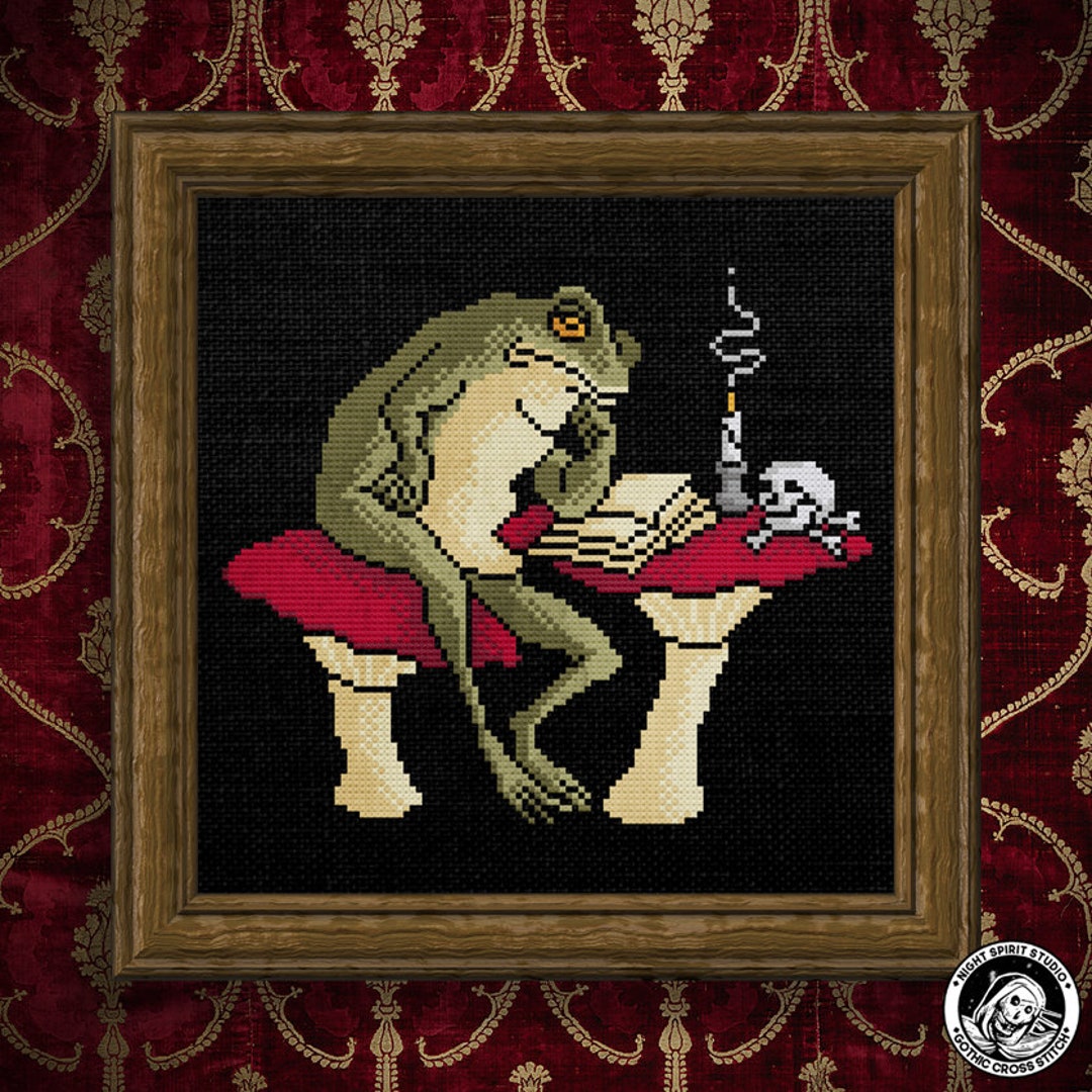 The Pondering Frog Gothic Cross Stitch Pattern Frog Cross Stitch ...