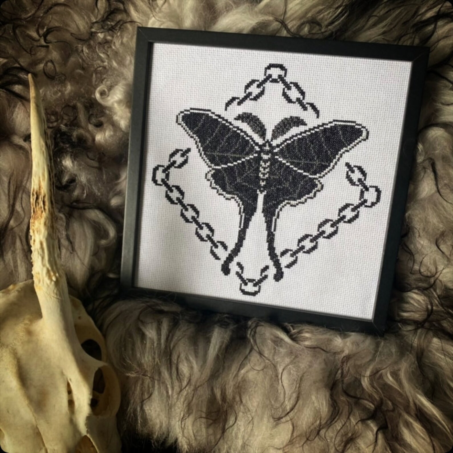 Gothic Luna Moth A Very Goth Moth Luna Moth Cross Stitch - Etsy