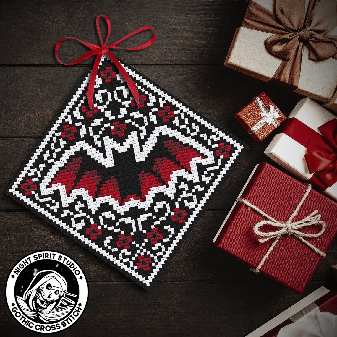 Gothic Bat Ornament Gothic Cross Stitch Pattern Digital | Etsy