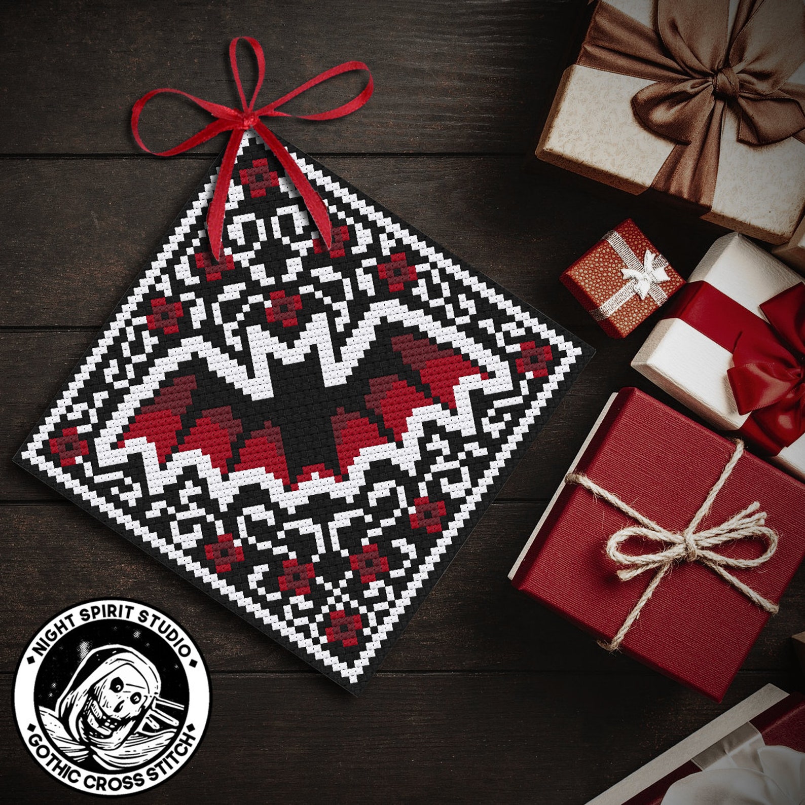 Gothic Bat Ornament Gothic Cross Stitch Pattern Digital | Etsy