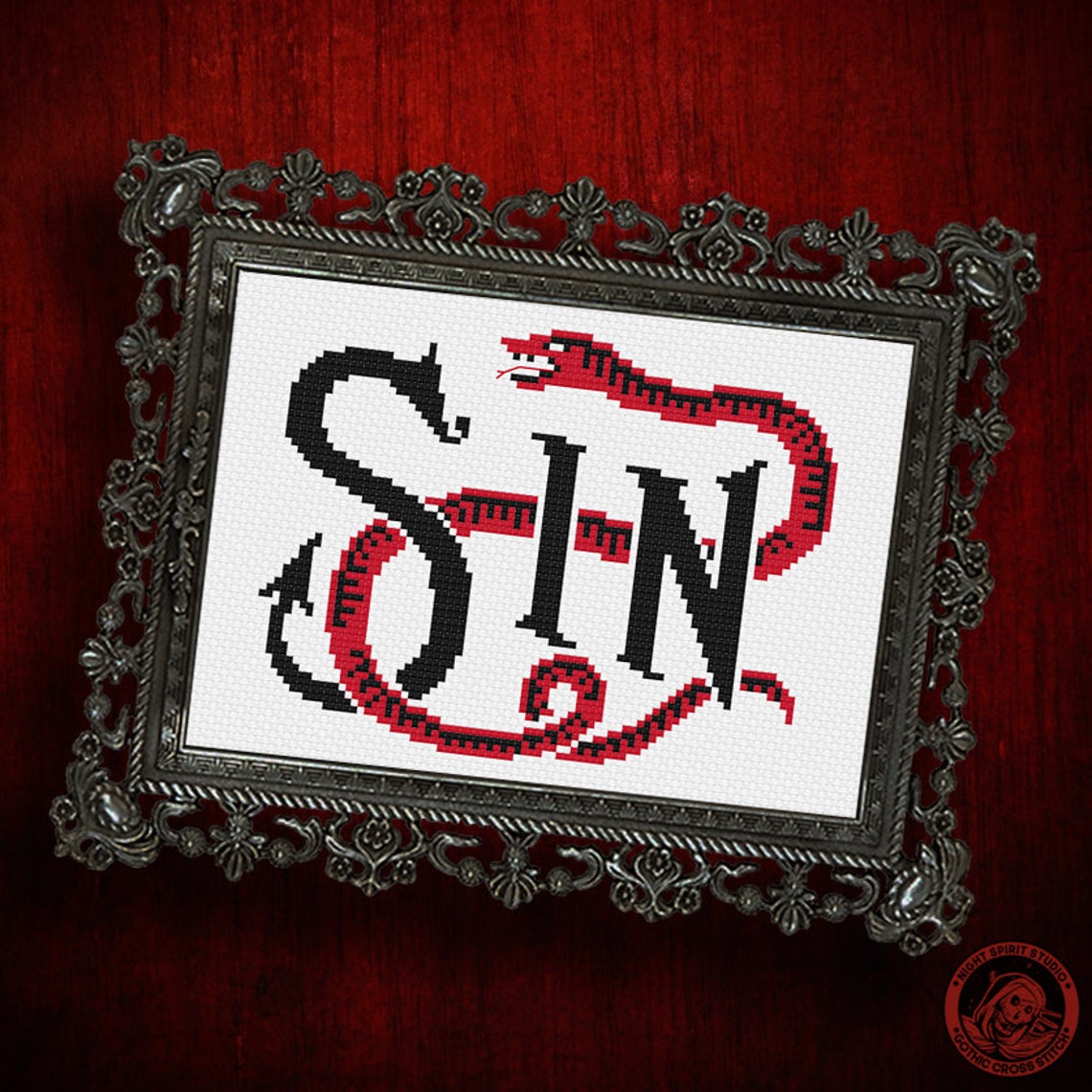 Serpent Embracing Sin Gothic Cross Stitch Pattern Art - Etsy