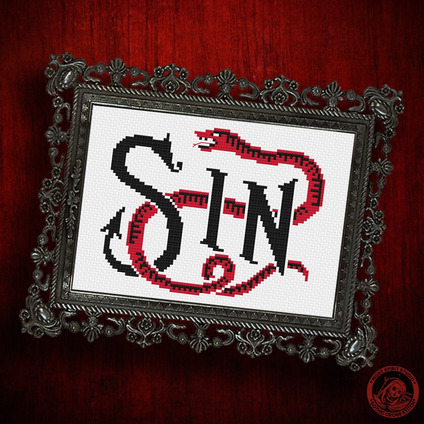 Serpent Embracing Sin Gothic Cross Stitch Pattern Art - Etsy