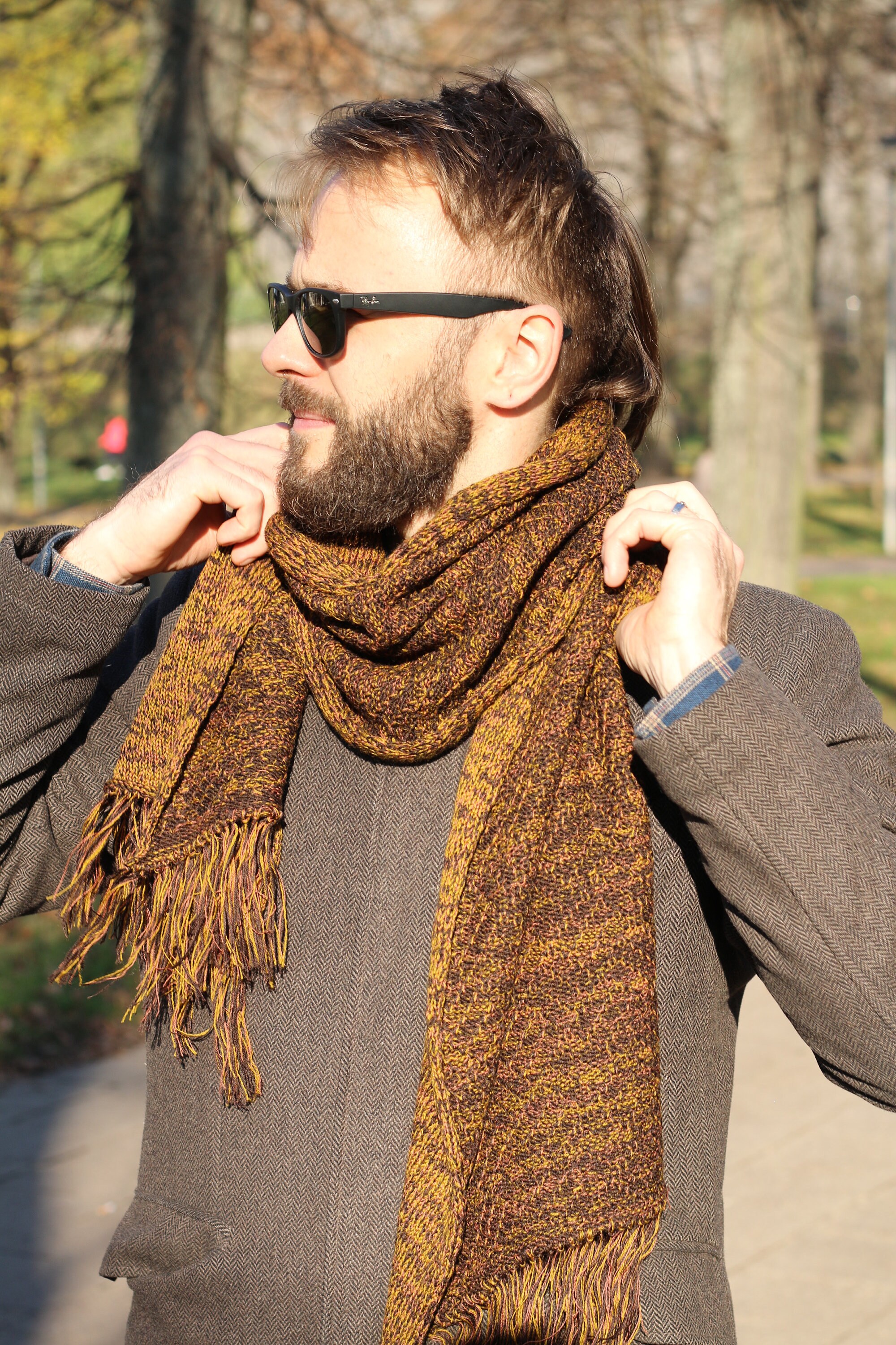 Mens Winter Scarf Hand Knit Merino Wool Scarf Oversized Scarf Mens Gift Etsy UK