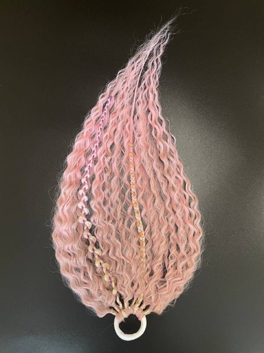 Pink Ponytail Extensions Pink Curly Hair on Elastic Band - Etsy