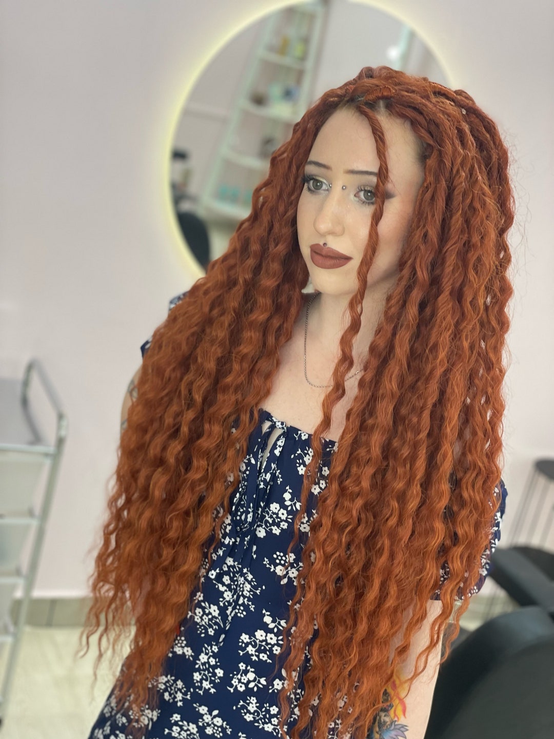 Ginger Synthetic Curly Dreads Hair Extensions Double Ended Dreadlocks ...