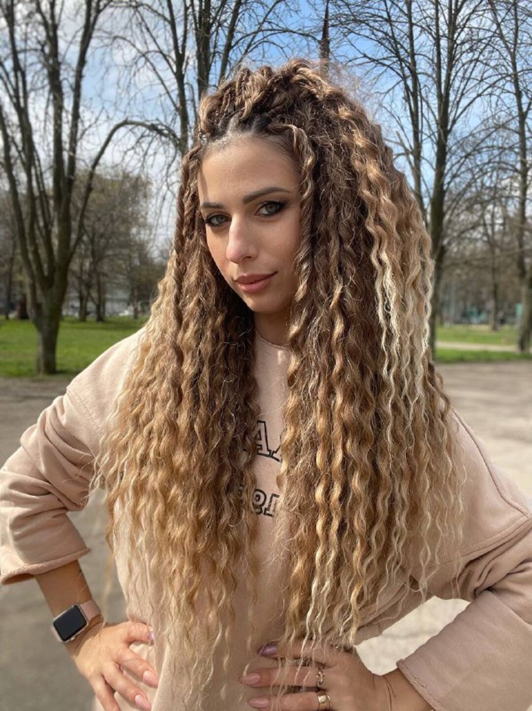 Synthetic Brown Curly Dreads Hand Made Dreads Dreadlock Extensions Full ...