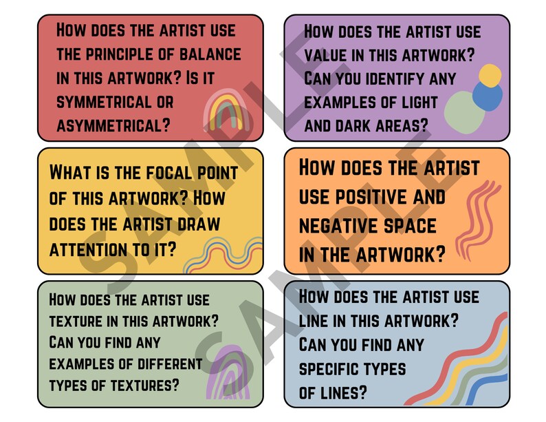 Set of 30 Printable Art Criticism Question Cards for Art Class ...
